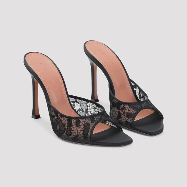 Amina Muaddi Alexa Lace Slipper - Black