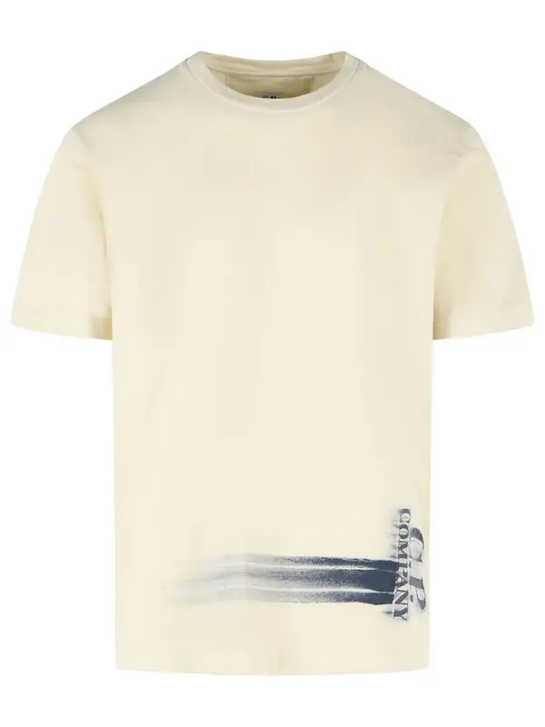C.P. COMPANY Light Beige Cotton T-shirt - Cream