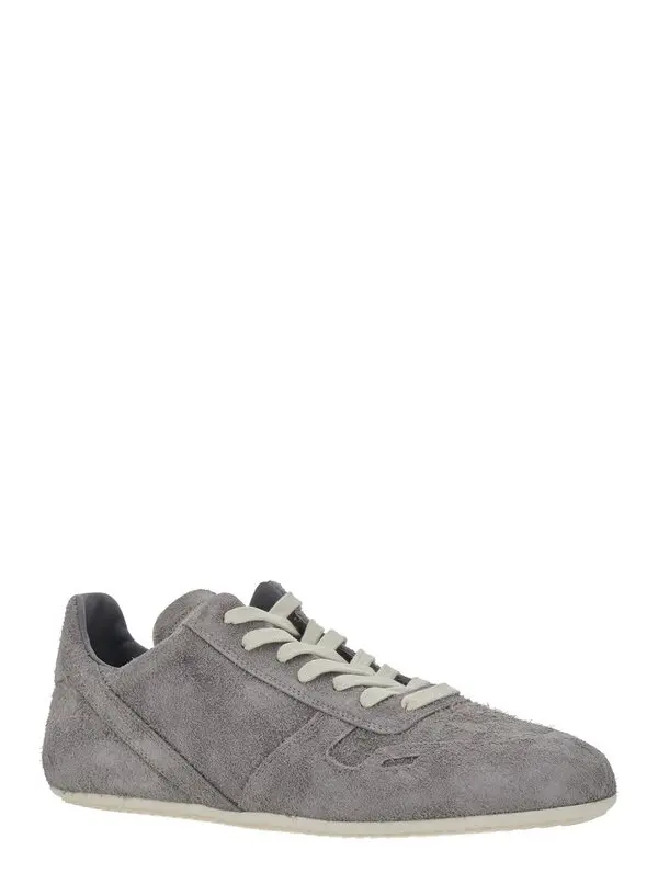 Rick Owens Grey Low Top Sneaker With Round Toe And Lace-up Closure On The Front In Suede For - Multicolor
