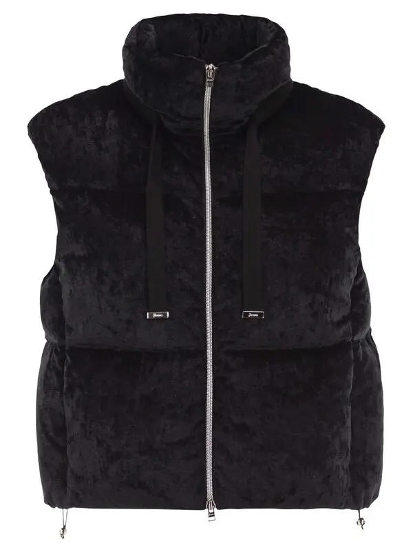 Herno Velvet-effect Padded Gilet - Black