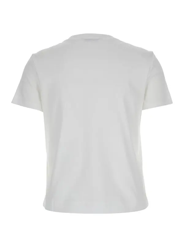 Max Mara Nerina' Crewneck T-shirt With Tonal Logo Lettering On The Front In Cotton - White