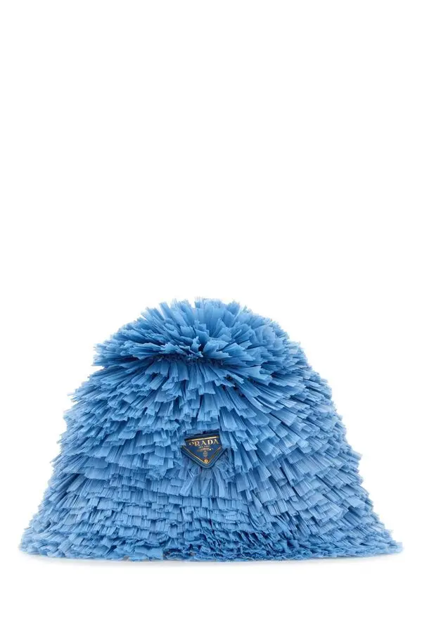 Prada Embellished Raffia Bucket Hat