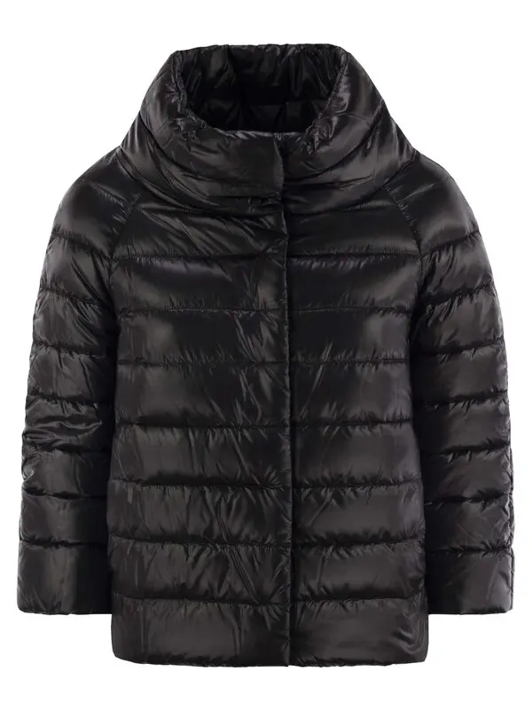 Herno Sofia Mini Cape With 3/4 Sleeves - Black