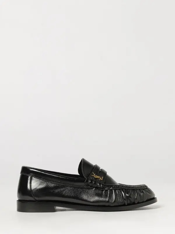 Saint Laurent Le Loafer Penny Loafers In Smooth Lambskin With Monogram - Black