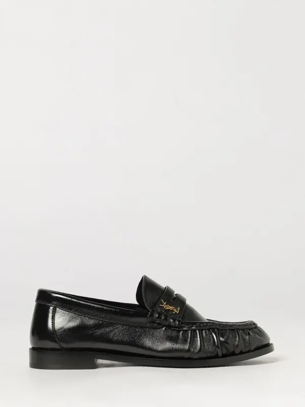Saint Laurent Lambskin Penny Loafers - Black