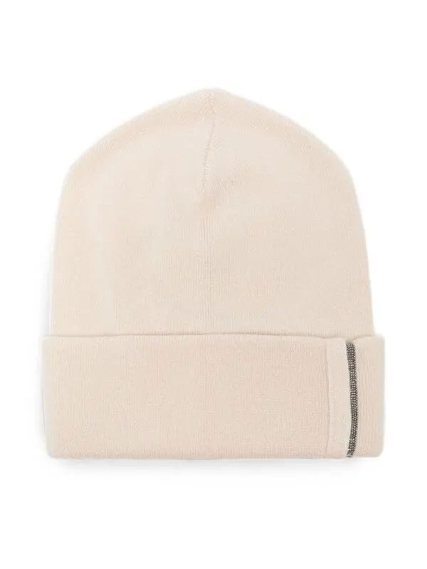 Brunello Cucinelli Ribbed Cashmere Knit Beanie With Monili Detail - Multicolor