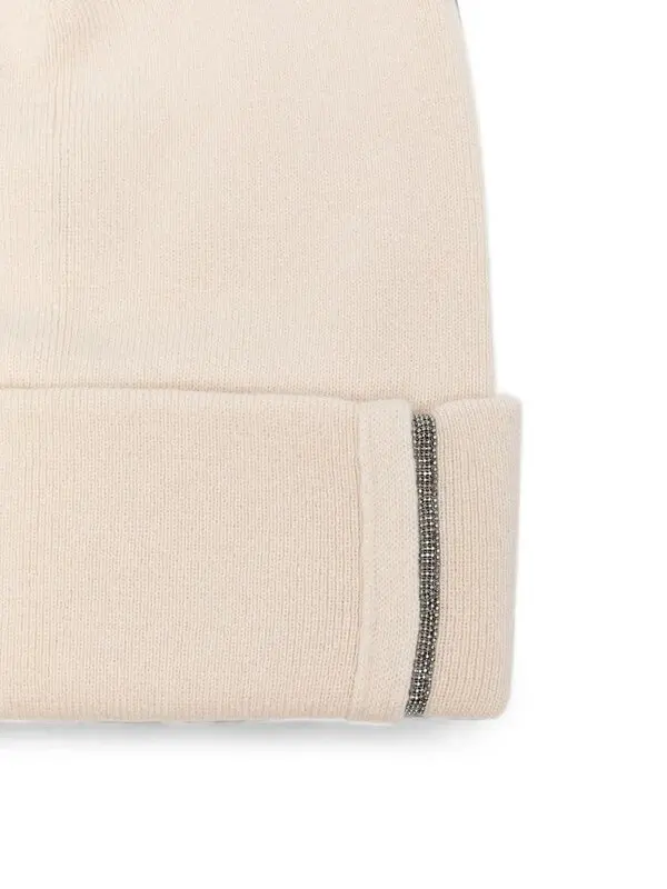 Brunello Cucinelli Ribbed Cashmere Knit Beanie With Monili Detail - Multicolor