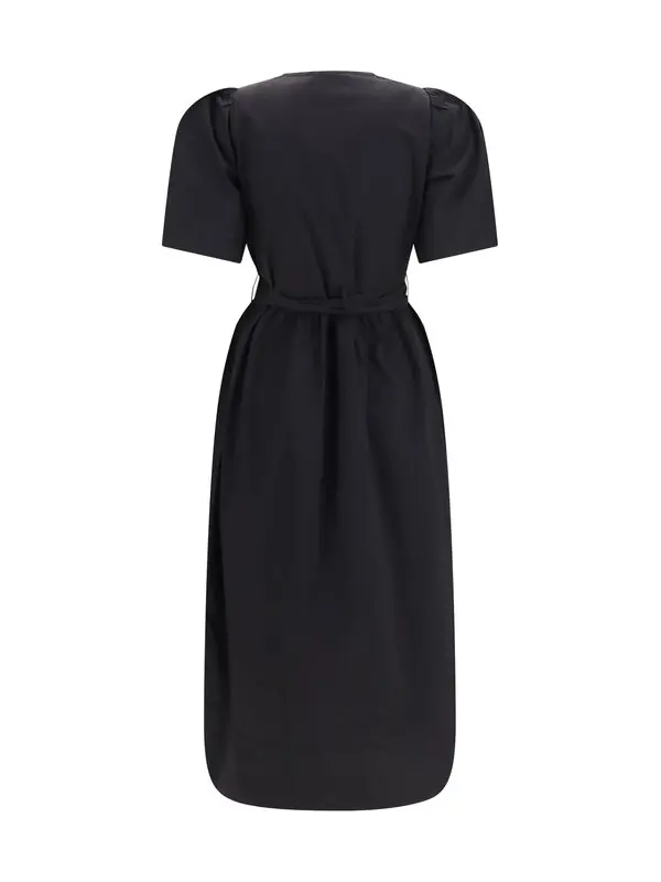GANNI Stretch Cotton Midi Dress - Black