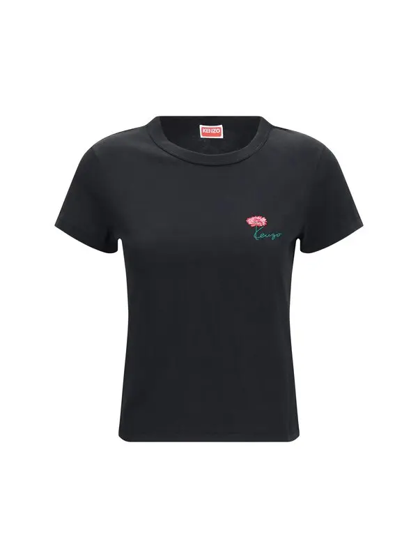 Kenzo Tulip Embroidered Cotton T-shirt - Black