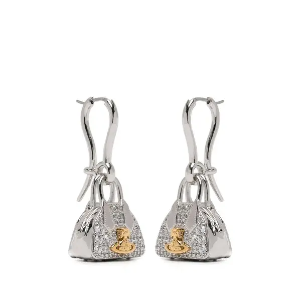 VIVIENNE WESTWOOD Crystal Orb Pendant Earrings - Silver