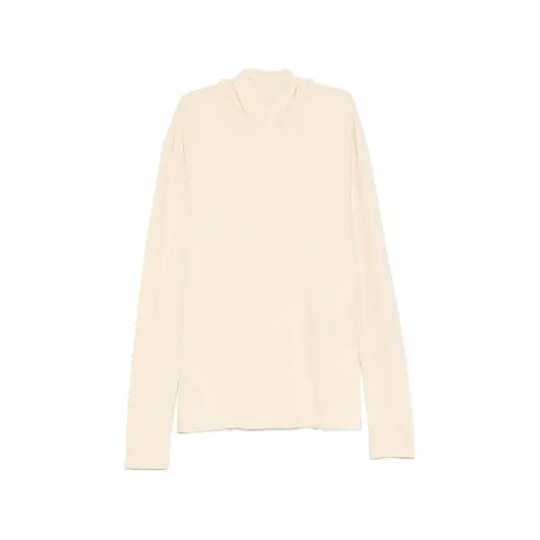LEMAIRE Cotton High Neck Long Sleeve T-shirt - Cream