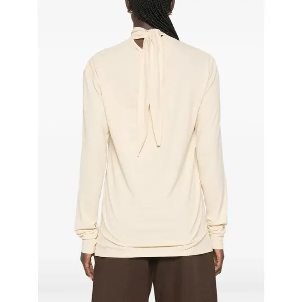 LEMAIRE Cotton High Neck Long Sleeve T-shirt - Cream