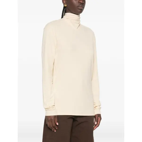 LEMAIRE Cotton High Neck Long Sleeve T-shirt - Cream