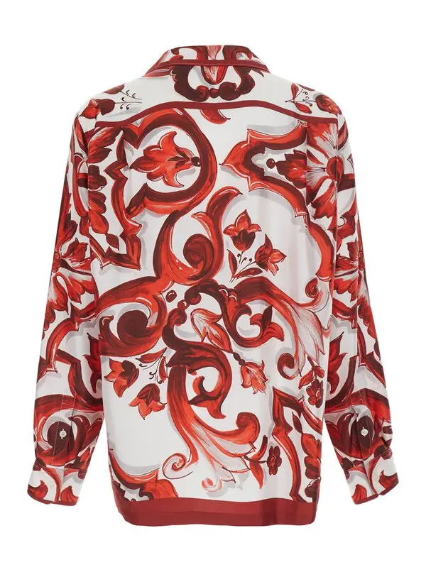 Dolce & Gabbana Shirt With Hawaii Collar And All-over Maiolica Print In Silk For - Multicolor