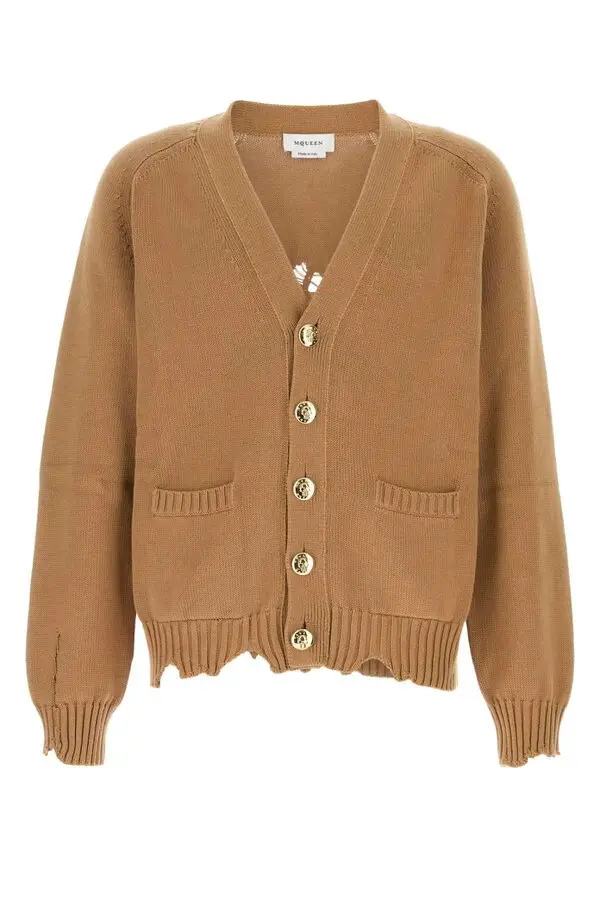 Alexander McQueen Biscuit Cotton Cardigan - Brown
