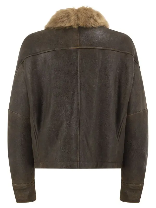 Brunello Cucinelli Sheepskin Jacket With Fur Collar