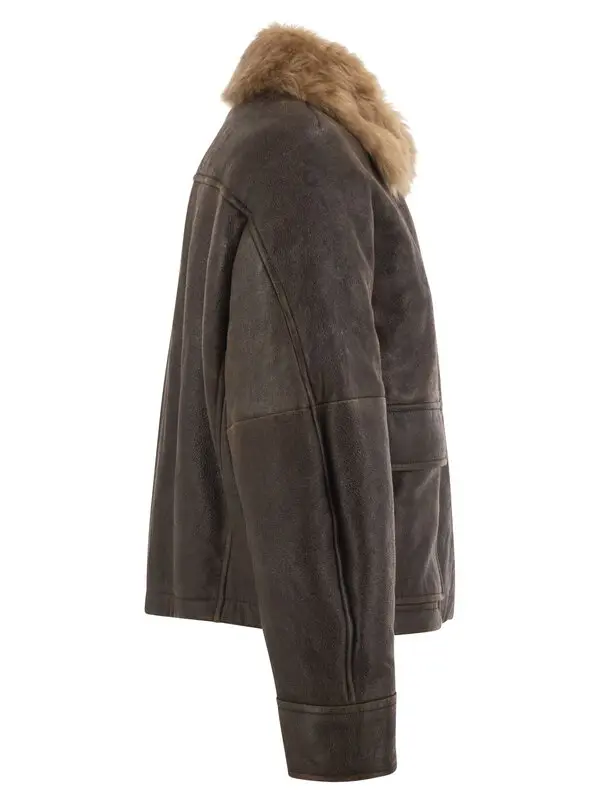 Brunello Cucinelli Sheepskin Jacket With Fur Collar
