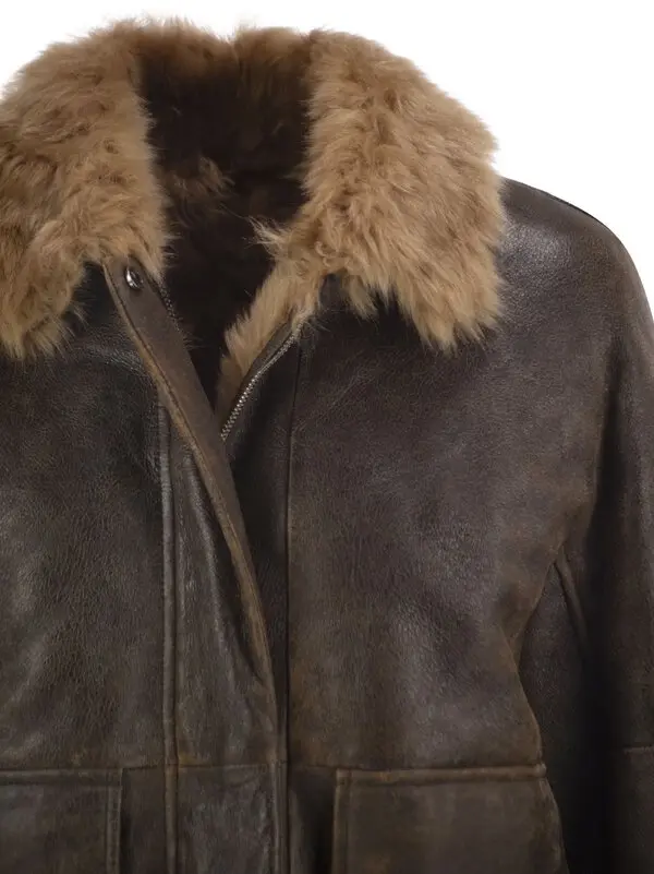 Brunello Cucinelli Sheepskin Jacket With Fur Collar
