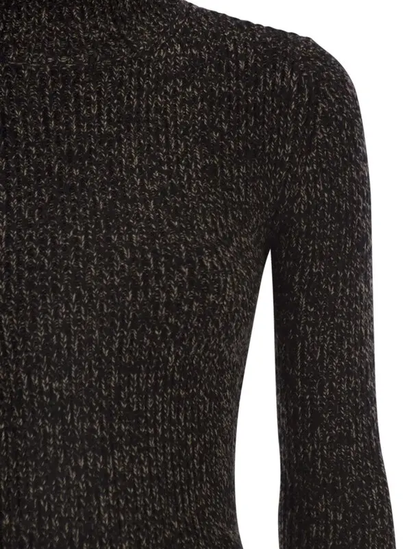 Max Mara Wool And Cashmere Mouliné Turtleneck Jumper - Brown