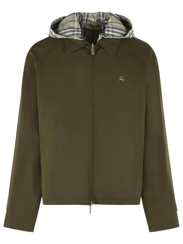 Burberry Reversible Cotton 'check' Jacket - Green