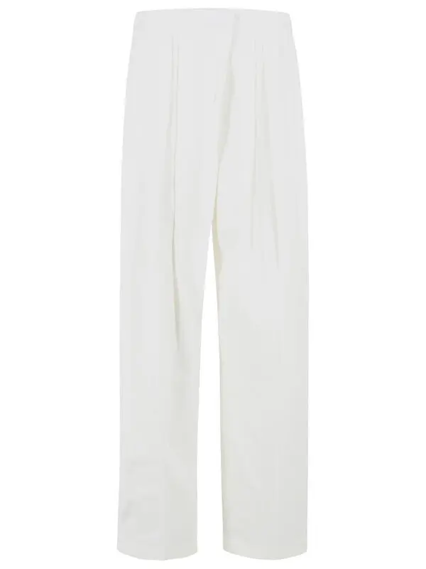 JIL SANDER Milk Cotton And Silk Trousers