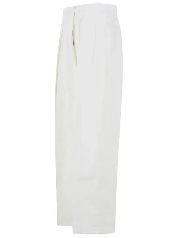 JIL SANDER Milk Cotton And Silk Trousers