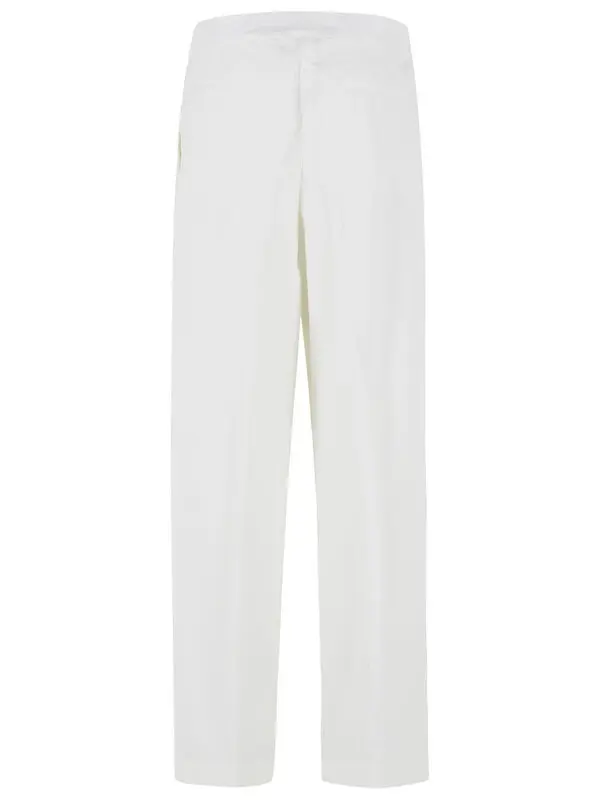 JIL SANDER Milk Cotton And Silk Trousers