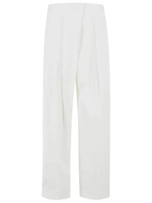 JIL SANDER Cotton And Silk Trousers - Cream
