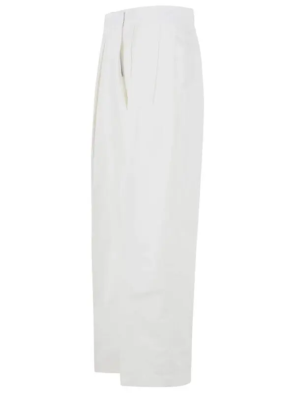 JIL SANDER Cotton And Silk Trousers - Cream