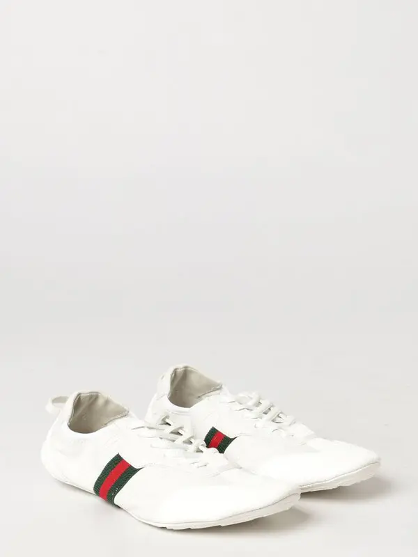 Gucci Flex Low-top Leather Sneakers With Iconic Web Detail