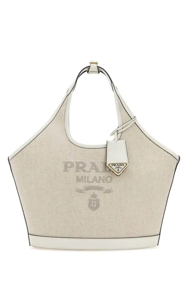 Prada Sand Canvas Handbag - Brown