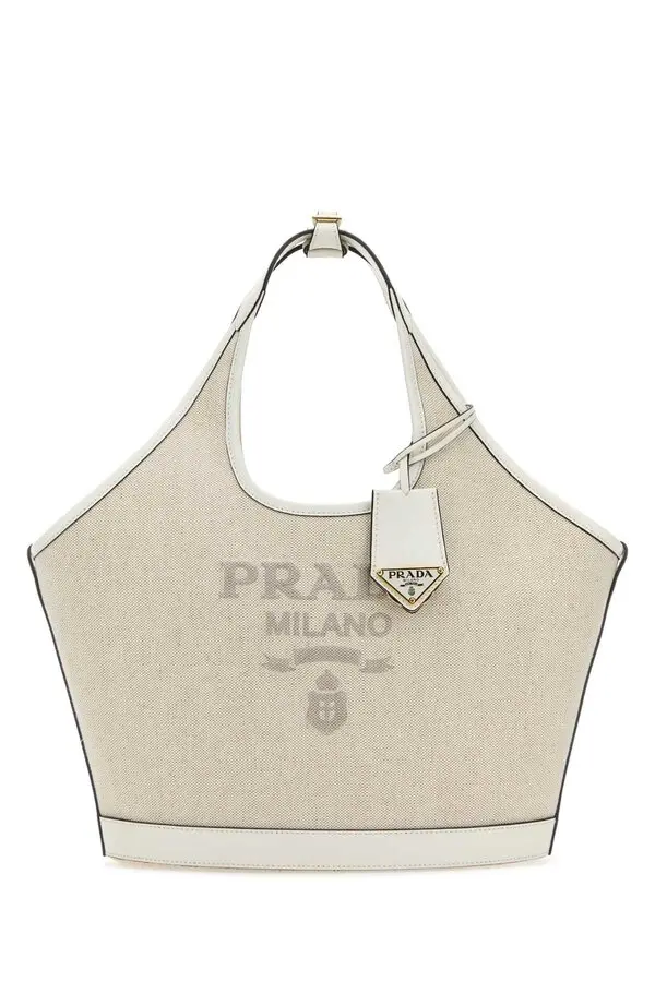 Prada Sand Canvas Handbag - Brown