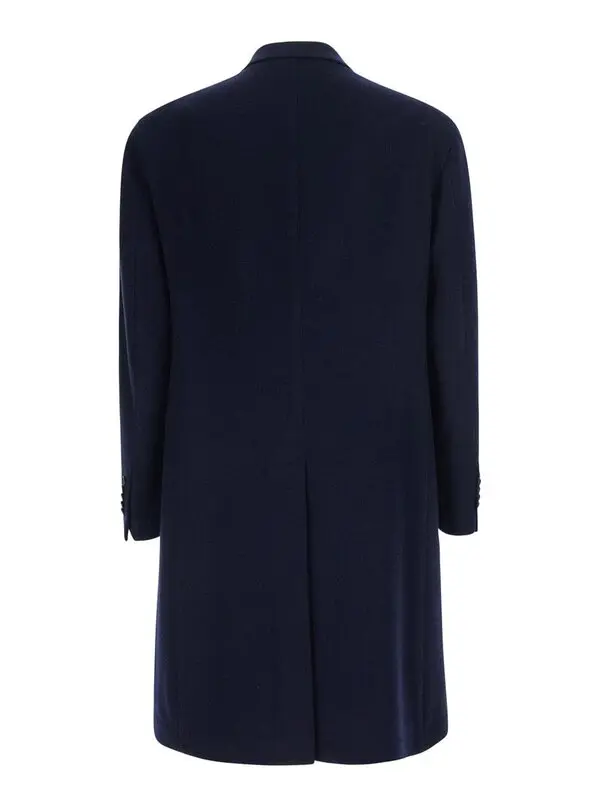 Tagliatore Blue Coat With Notched Revers And Button Front Closure In Wool - Multicolor