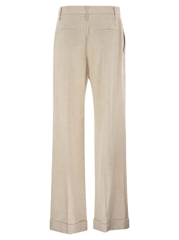 Brunello Cucinelli Virgin Wool And Cashmere Tailored Trousers - Cream