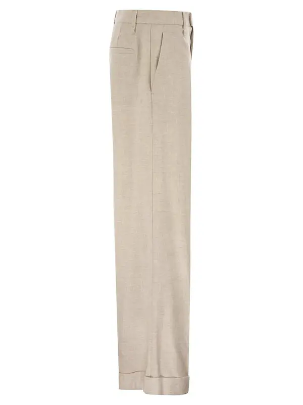 Brunello Cucinelli Virgin Wool And Cashmere Tailored Trousers - Cream