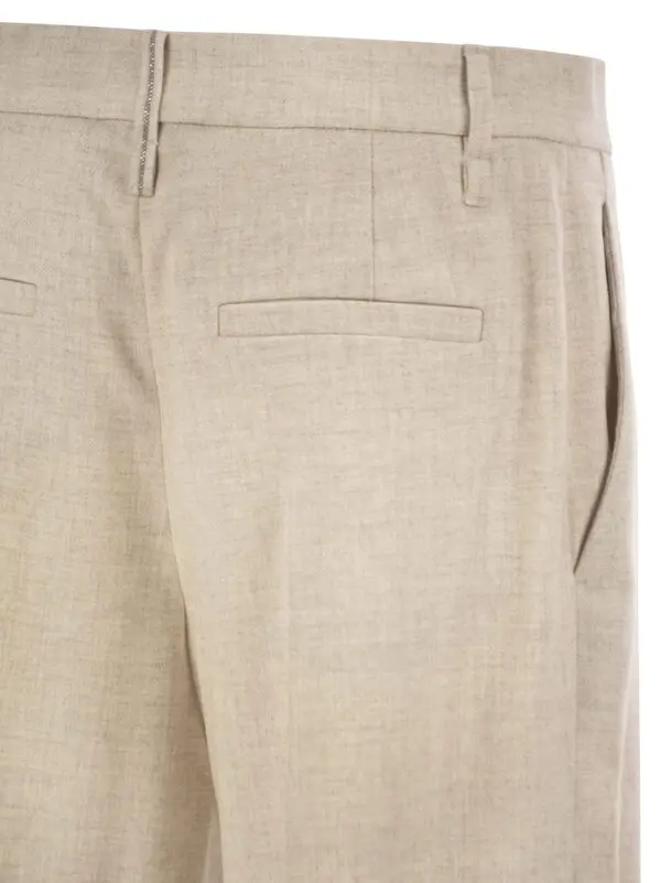 Brunello Cucinelli Virgin Wool And Cashmere Tailored Trousers - Cream