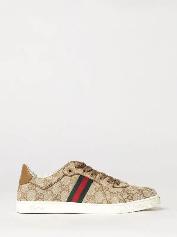 Gucci Jacquard Gg Monogram Stretch Low-top Cotton Sneakers - Cream
