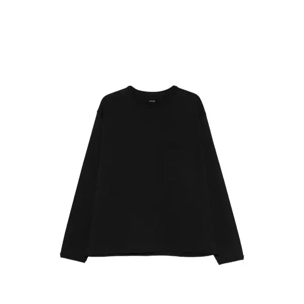 LEMAIRE Solid Cotton Long Sleeve Crew Neck Sweatshirt - Black