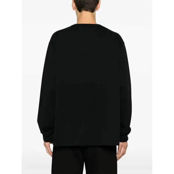 LEMAIRE Solid Cotton Long Sleeve Crew Neck Sweatshirt - Black