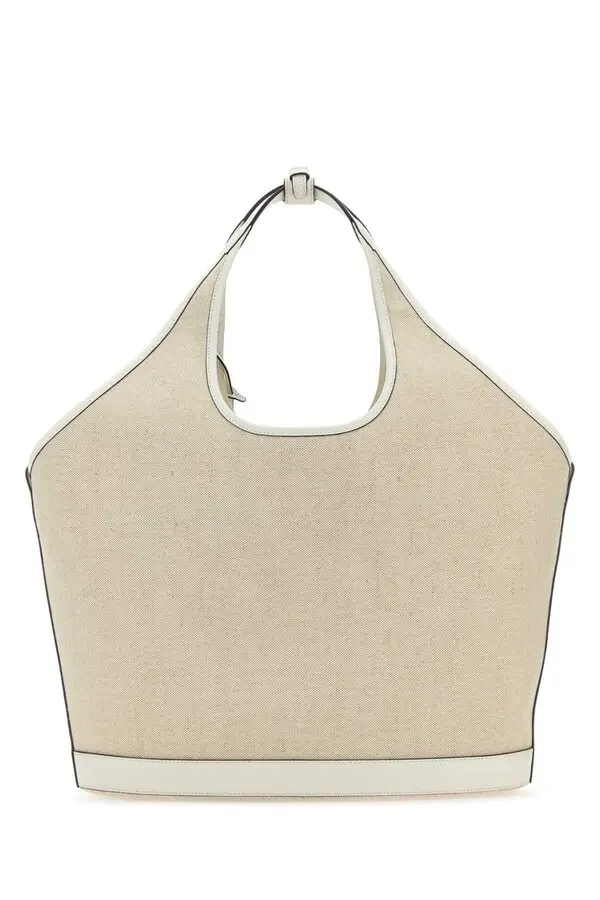 Prada Sand Canvas Shopping Bag