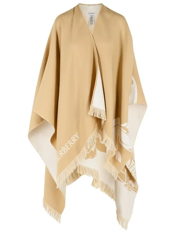 Burberry Ekd' Beige Wool And Silk Cape