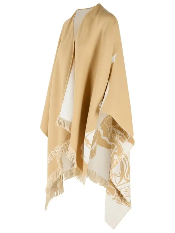Burberry Ekd' Beige Wool And Silk Cape