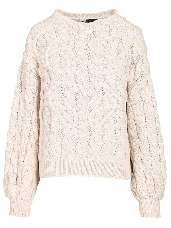 Loewe Anagram Sweater In Wool And Cotton Blend - Cream