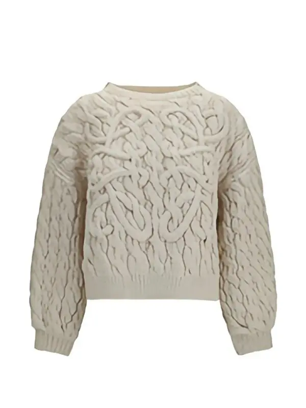 Loewe Anagram Sweater In Wool And Cotton Blend - Cream