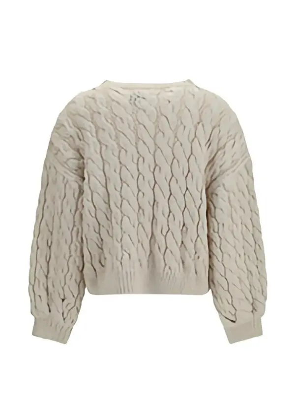 Loewe Anagram Sweater In Wool And Cotton Blend - Cream