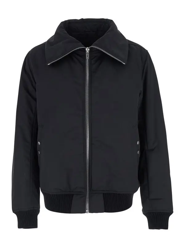 Rick Owens Dracuflight' Black Jacket With Oversized High Collar In Tech Fabric For