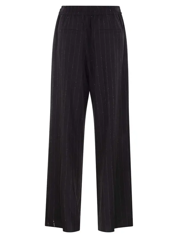 Brunello Cucinelli Sequined Pinstripe Trousers - Blue