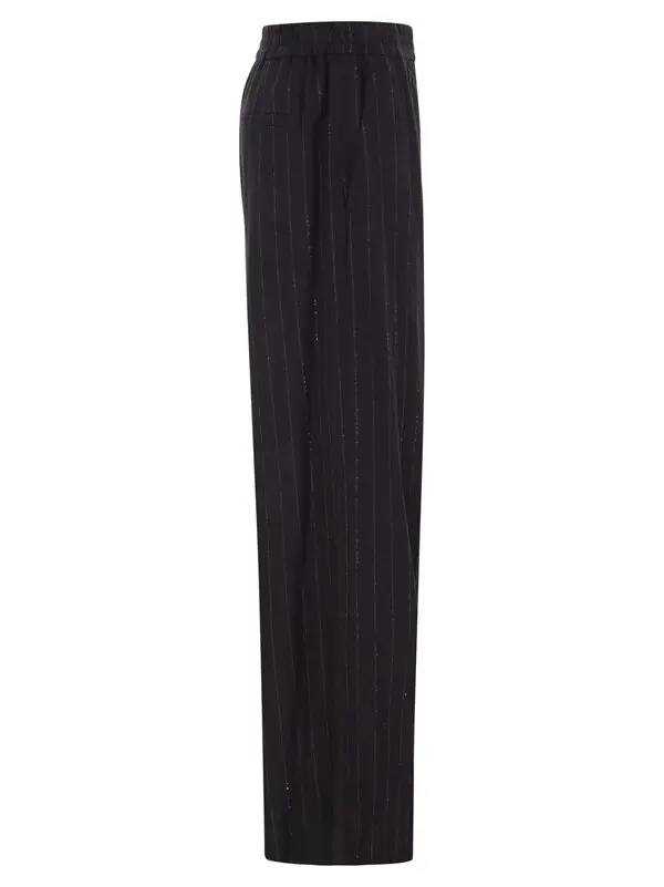 Brunello Cucinelli Sequined Pinstripe Trousers - Blue
