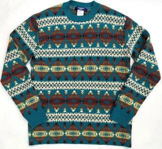 Junya Watanabe Intarsia-knit Wool Jumper From Featuring Turquoise Blue-green, Multicolour, Wool Blend, Patterned Intarsia Knit, Ribbed Trim, Crew Neck, Long Sleeves And Straight Hem - Multicolor
