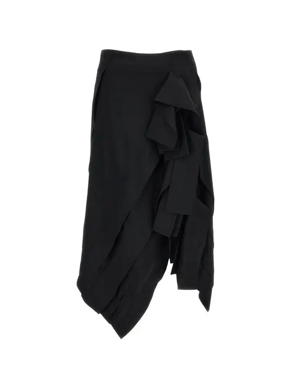 Bottega Veneta Lightweight Wool Midi Skirt - Black